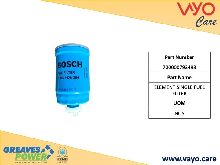ELEMENT SINGLE FUEL FILTER - 700000793493 - GREAVES